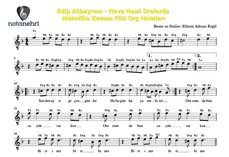 Edip Akbayram Hava Nasıl Oralarda Melodika Keman Flüt Org Notaları