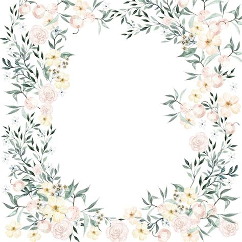 Tarjeta De Acuarela Con Flores Y Hojas Foto Premium