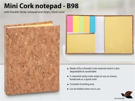 Hardbound Mini Cork Notepad With Double Sticky Notepad And Strips For Office At Rs 90 Piece In