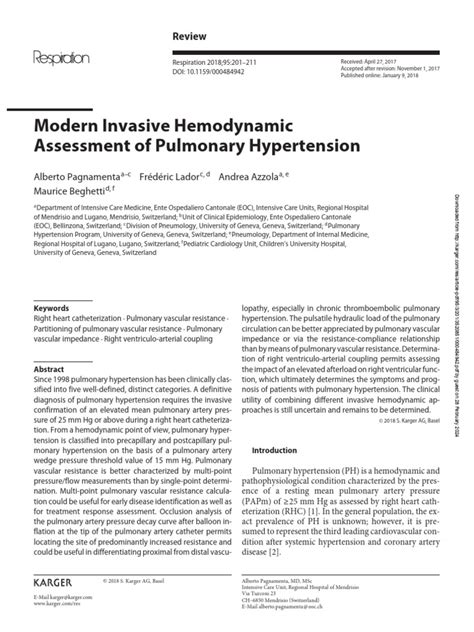 Modern Invasive Hemodynamic Assessment Of Pulmonary Hypertension Pdf