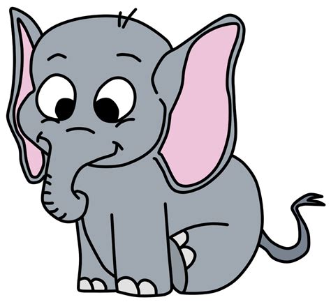 Dibujo de Elefante infantil sentado Dibujos Fáciles