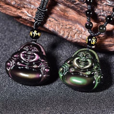 Jade Buddha Necklace Fat Laughing Buddhist Necklace Large Etsy