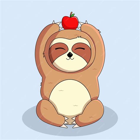 Premium Vector Cute Slow Loris Holding Apple Above Head Illustration