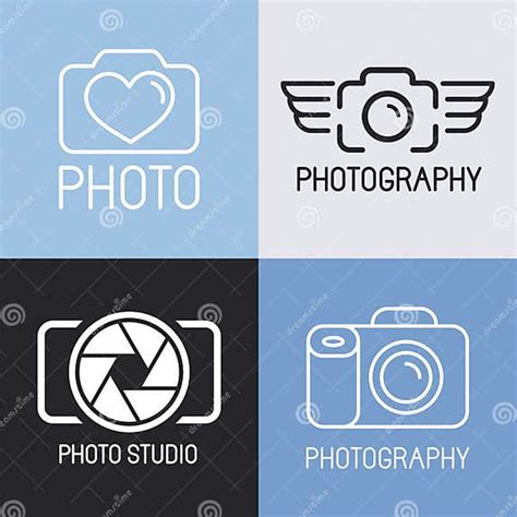 Комплект вектора логотипов фотографии Иллюстрация вектора иллюстрации