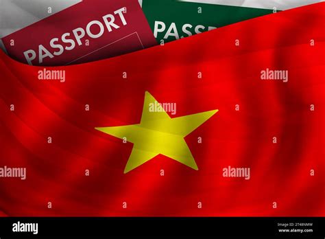 Vietnamese Flag Background And Passport Of Vietnam Citizenship