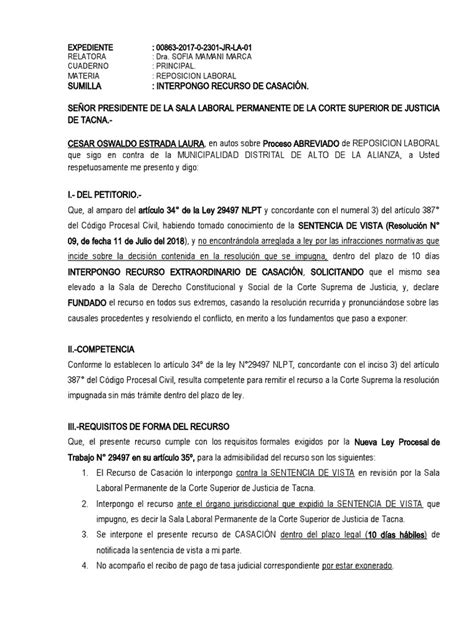 Casacion Laboral Descargar Gratis Pdf Derecho Laboral Caso De Ley