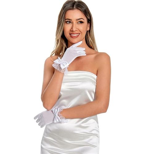 Chrumeshi 블랙 짧은 레이스 드레스 쉬어 메쉬 장갑 여성 정장 티 파티 화이트 티몬