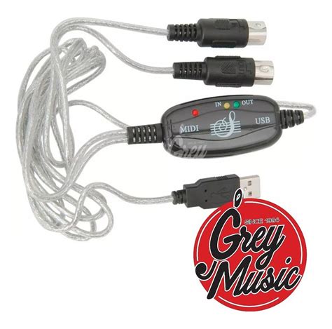 Cable Midi A Usb Teclado Piano Bateria Pc Mac Interface F 1 Grey Music