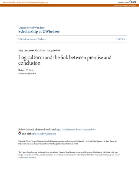 Fillable Online Logical Form And The Link Between Premise And