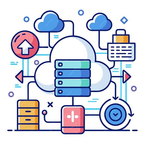 Cloud Computing Network With Server Data And Security Premium Ai Generated Vector