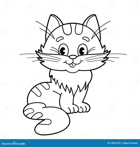 着色动画片蓬松猫页概述 孩子的彩图 向量例证 插画 包括有 路径 油漆 敌意 线路 分级显示 73927272