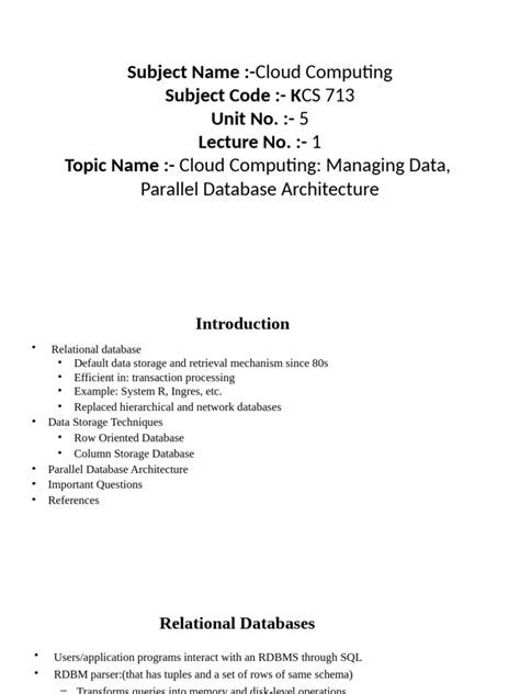 Unit 5 Lecture 1 Pdf Databases Relational Database