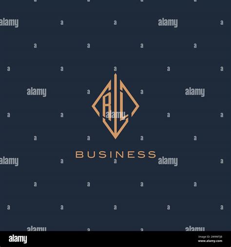 Monogram RL Logo With Diamond Rhombus Style Luxury Modern Logo Design