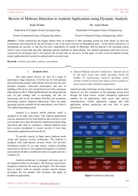 Pdf Review Of Malware Detection In Android Applications Using Dynamic