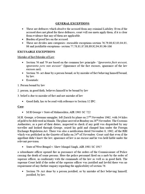 General Exceptions And Private Defence Notes Download Free Pdf
