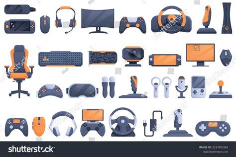Game Accessories Icons Set Cartoon Vector Stock Vector Royalty Free
