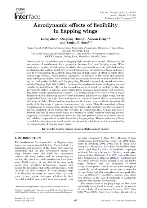 Pdf Aerodynamic Effects Of Flexibility In Flapping Wings