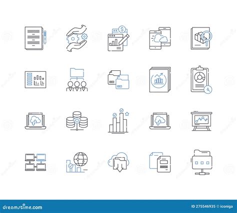 Analytics And Apparatus Line Icons Collection Algorithm Automation