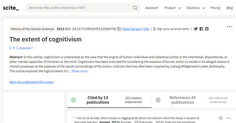 [citation Report] The Extent Of Cognitivism