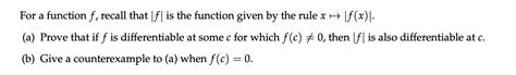 Solved For A Function F Recall That F Is