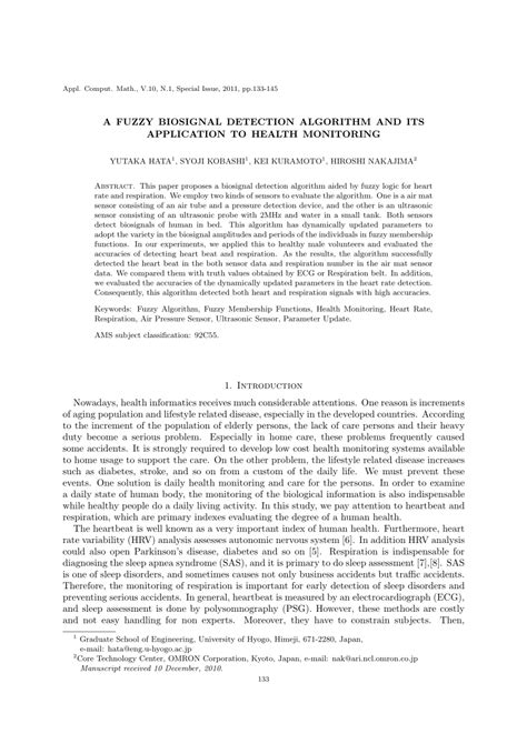 Pdf A Fuzzy Biosignal Detection Algorithm And Its Application To