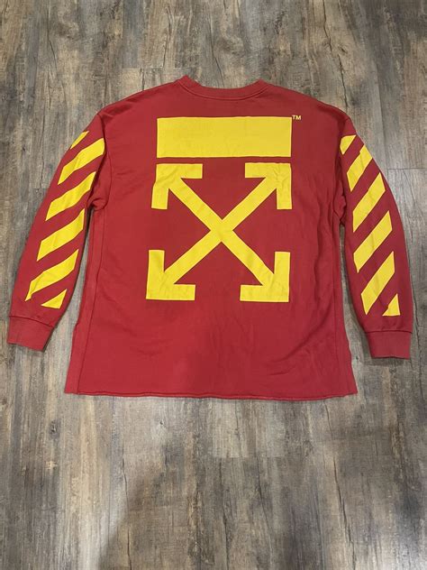 Off White Rare Off White Diagonal Arrows Logo Red Crewneck Sweatshirt