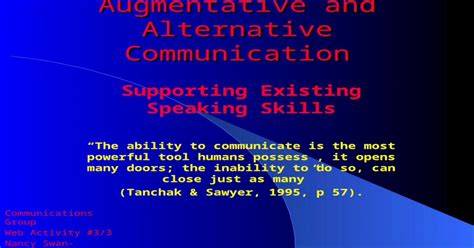 Ppt Augmentative And Alternative Communication Supporting Existing Speaking Skills “the