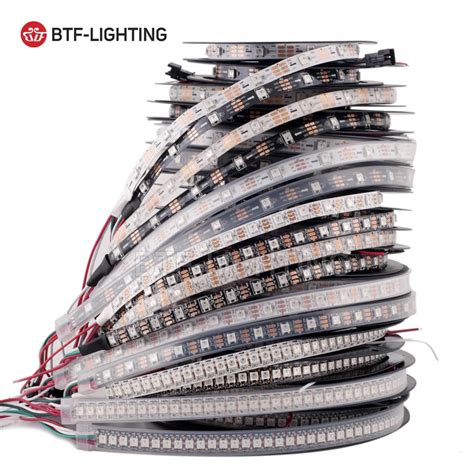 פסי תאורת לד 1m 4m 5m Ws2812b 30 60 74 96 100 144 Pixels Leds M Smart Led Pixel Strip Black