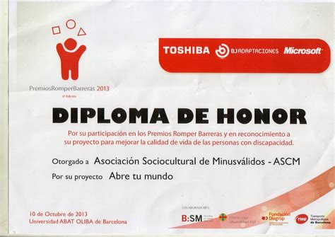 Noticias Ascm La Ascm Gana El Diploma De Honor Por Su ParticipaciÓn En