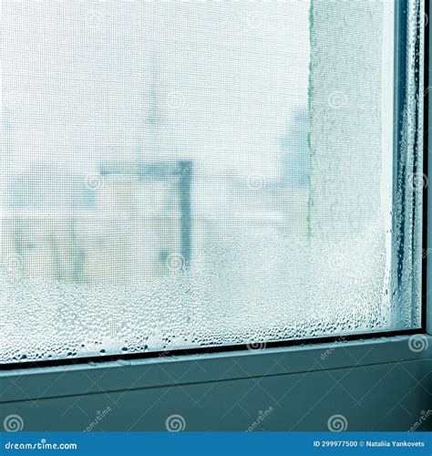 Drops Of Condensation In Winter On The Window Stock Photo Image Of Glass Pattern