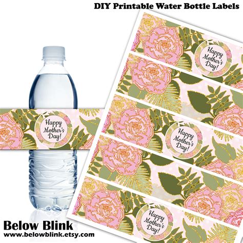 Happy Mothers Day Water Bottle Labels Wrappers Printable Labels