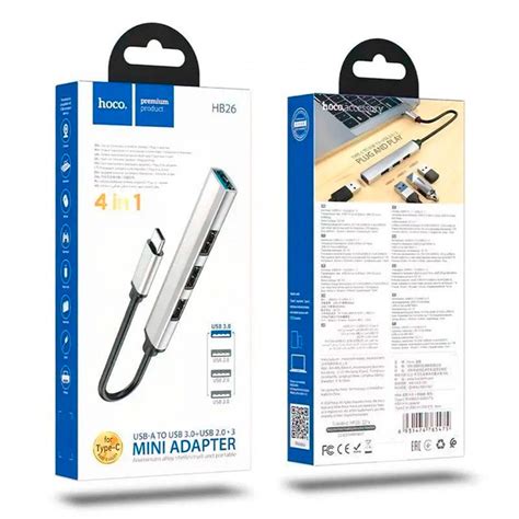 Usb Hub Hoco Hb26 Type C Серебряный купить по цене 507 грн в Киеве