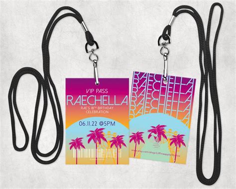 Music Festival Vip Pass Lanyard I Edit You Print Etsy