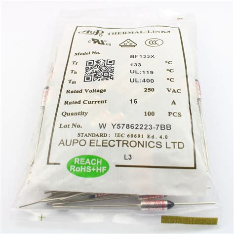 5Pcs AUPO BF133X Thermal Fuse Links Axial Lead TF Cutoff 133 133C 250V