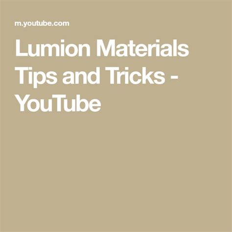 Lumion Materials Tips And Tricks Youtube Tips Tutorial Trick