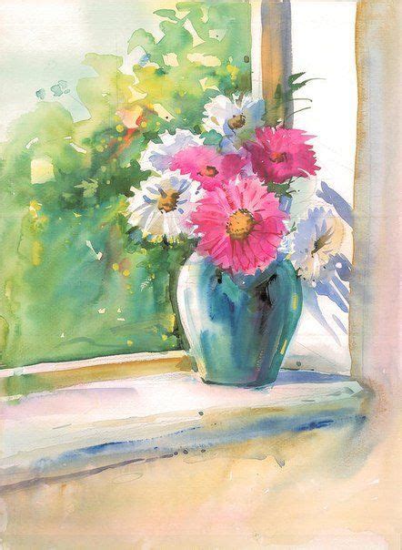 букет цветов в вазе рисунок гуашью супер Акварельные цветы Методы акварельной живописи