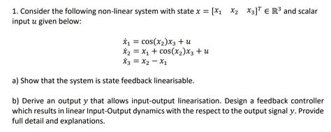 solved 1 consider the following non linear system with