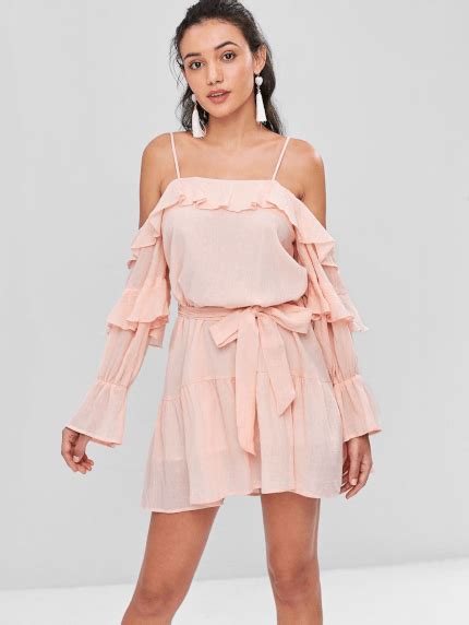 Cold Shoulder Cami Belted Dress Power Day Sale