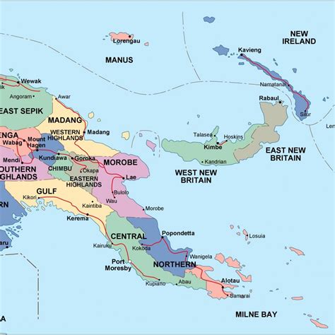 Papua New Guinea Political Map Eps Illustrator Map Vector World Maps