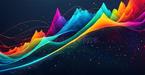 dynamic graph with fluctuating data points in vibrant colors stock