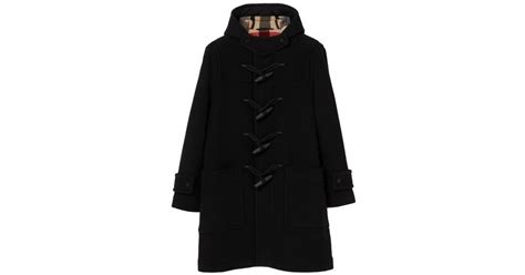 Burberry Wool Blend Duffle Coat In Black For Men Lyst
