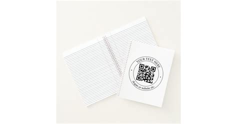 Upload Your Own Qr Code And Customizable Text Notebook Zazzle
