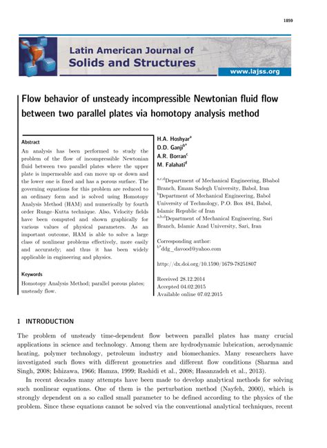 Pdf Flow Behavior Of Unsteady Incompressible Newtonian Fluid Flow