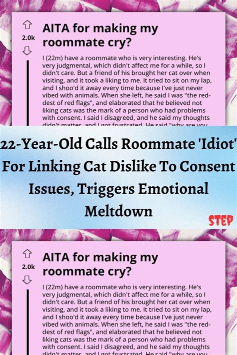 Year Old Calls Roommate Idiot For Linking Cat Dislike To Consent