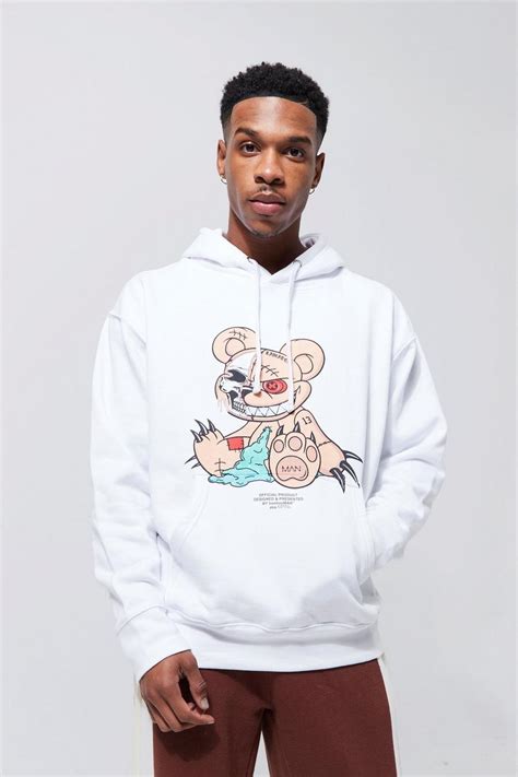 Oversized Evil Teddy Graphic Hoodie