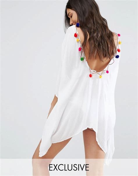 Akasa Pom Pom Trim Beach Kaftan Asos Beachwear For Women Beach