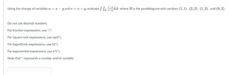 Solved Using The Change Of Variables U Y And V X Chegg
