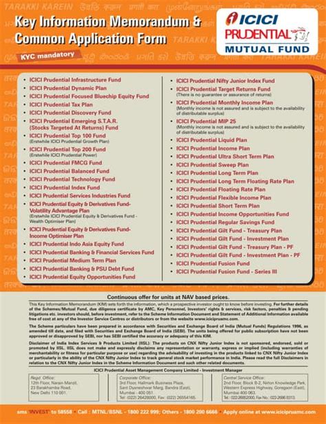 Icici Prudential Mutual Fund Common Application Form With Kim Pdf