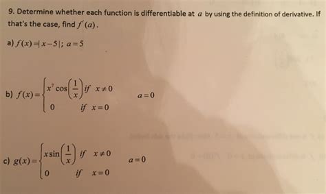 solved 9 determine whether each function is differentiable