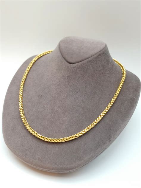 14k Solid Gold Franco Chain Necklace Pure 14k Gold Franco Wheat